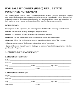 Real Estate For Sale By Owner Contract Template - Fill and Sign ...