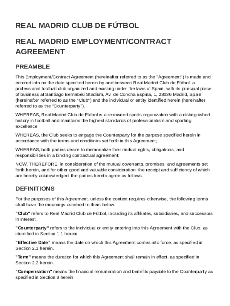 Real Madrid Contract Template: Fill out & sign online | DocHub