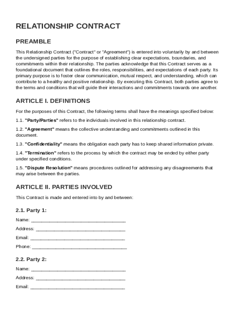 Relationship Contract Template: Fill out & sign online | DocHub