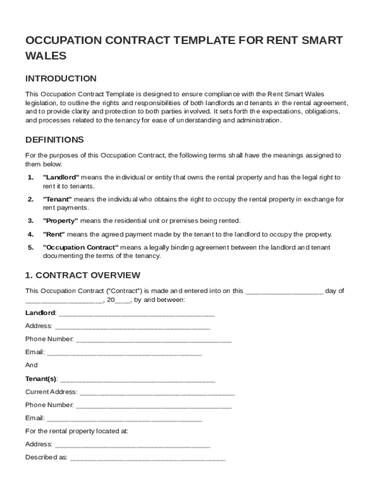 Rent Smart Wales Occupation Contract Template: Fill out & sign online ...
