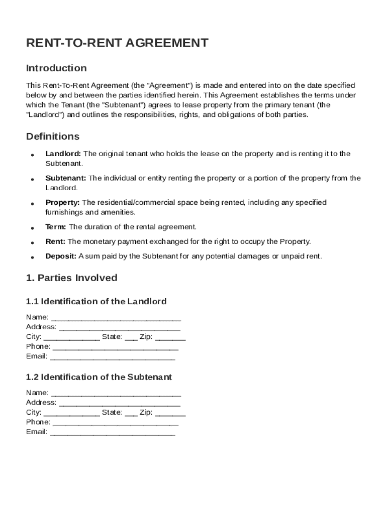 Rent To Rent Contract Template: Fill out & sign online | DocHub