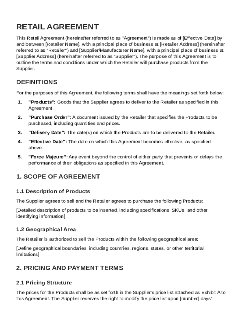 Retail Contract Template: Fill out & sign online | DocHub