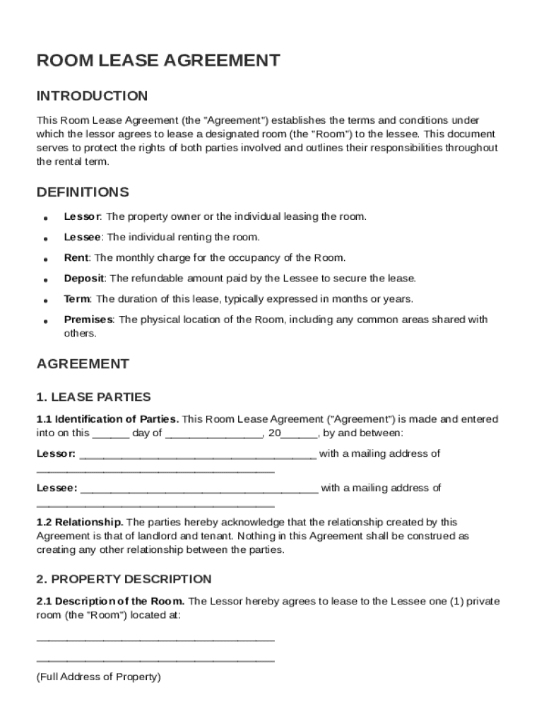 Room Lease Contract Template: Fill out & sign online | DocHub