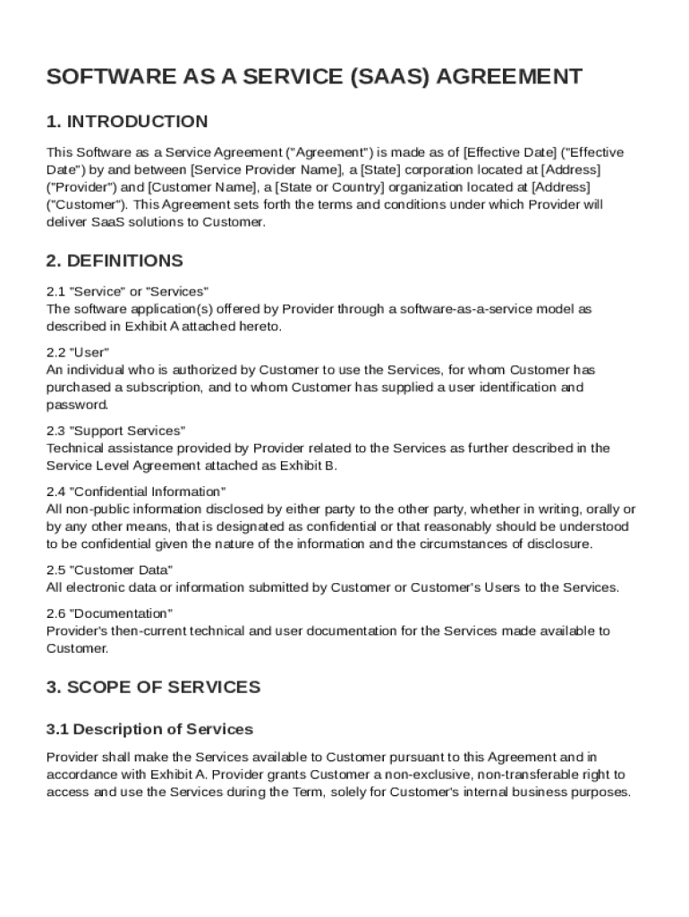 SaaS Contract Template: Fill out & sign online | DocHub