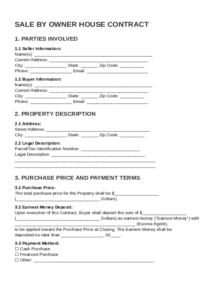 Sale By Owner House Contract Template: Fill out & sign online | DocHub
