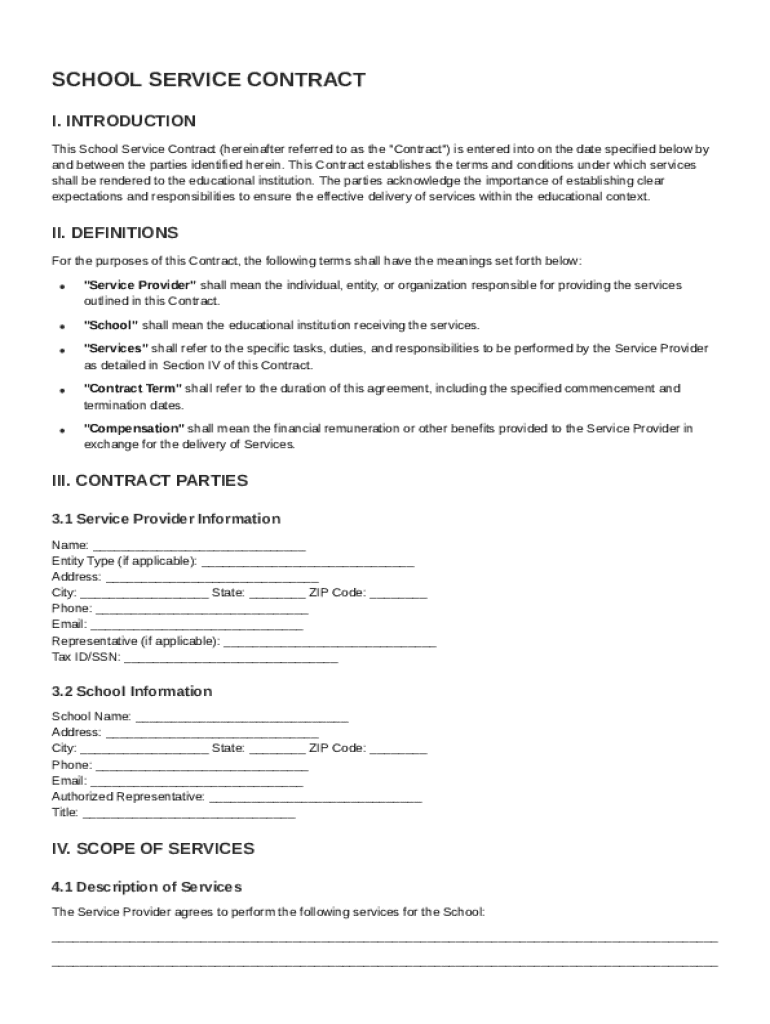School Service Contract Template: Fill out & sign online | DocHub