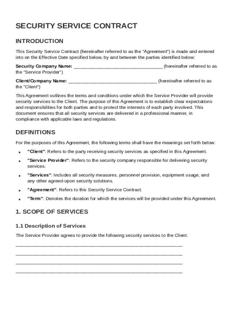 Security Service Contract Template: Fill out & sign online | DocHub
