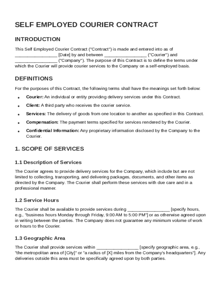 Self Employed Courier Contract Template: Fill out & sign online | DocHub