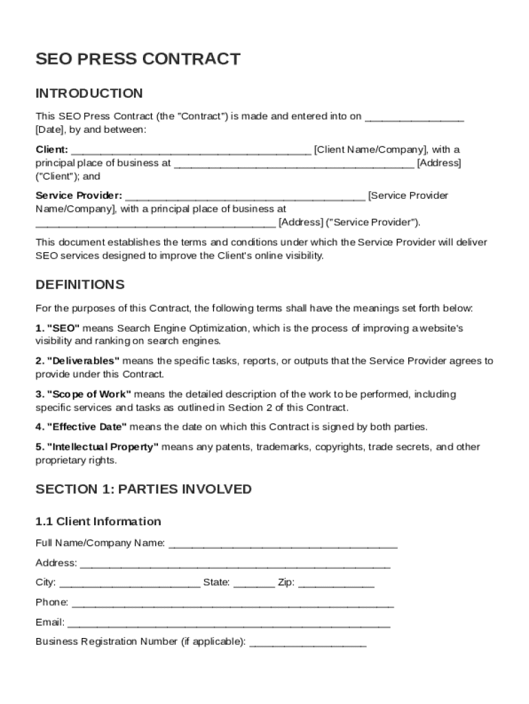 Seo Press Contract Template: Fill out & sign online | DocHub
