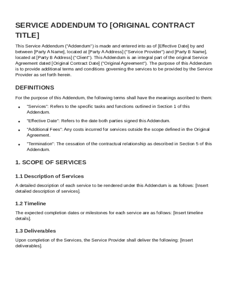 Service Addendum Contract Template: Fill out & sign online | DocHub