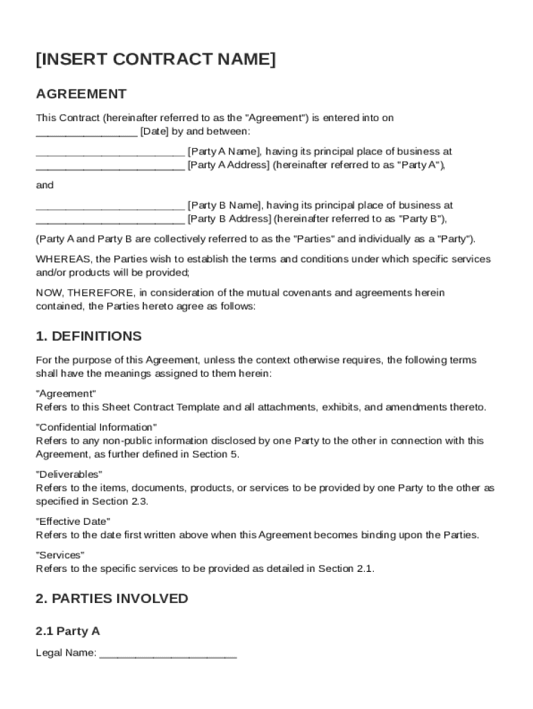 Fillable Online Sheet Contract Template Fax Email Print - pdfFiller