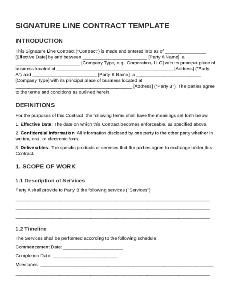 Signature Line Contract Template: Fill out & sign online | DocHub