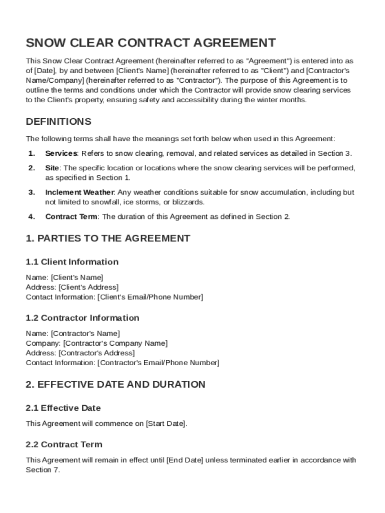 Snow Clear Contract Template: Fill out & sign online | DocHub