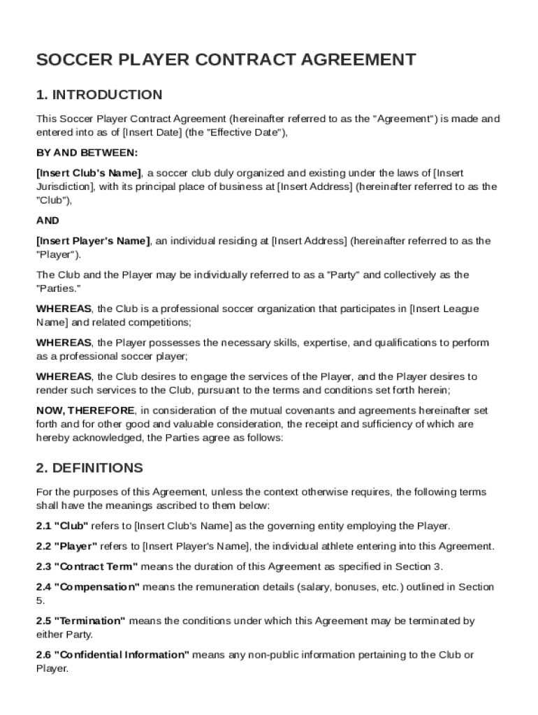 Soccer Player Contract Template: Fill out & sign online | DocHub