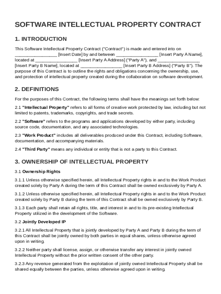 Software Intellectual Property Contract Template: Fill out & sign ...