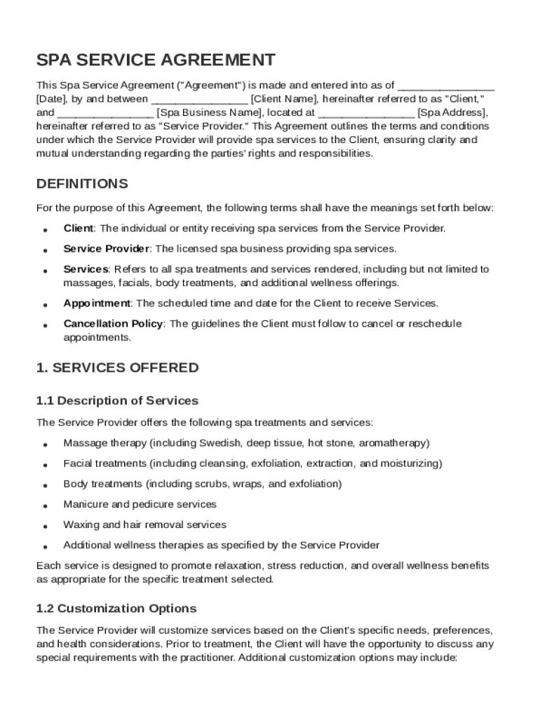 Spa Contract Template: Fill out & sign online | DocHub