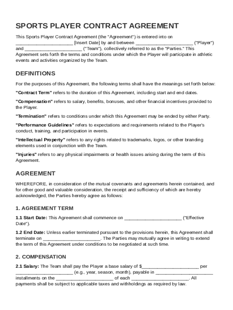 Sports Player Contract Template: Fill out & sign online | DocHub