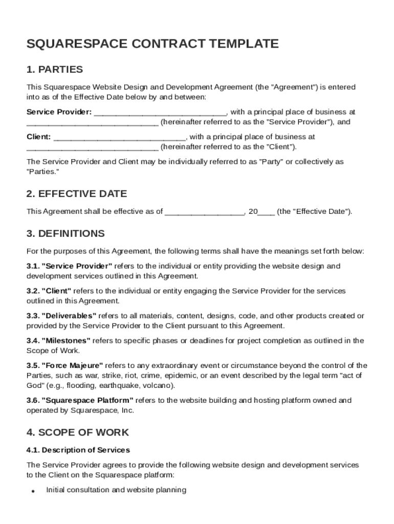 Squarespace Contract Template Form - Fill Online, Printable, Fillable, Blank - pdfFiller