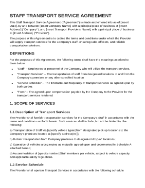 Fillable Online Staff Transport Contract Template Fax Email Print ...