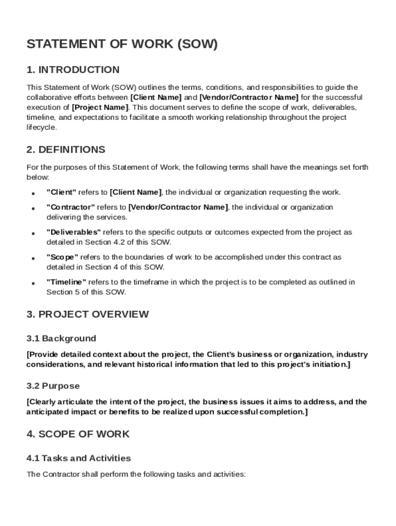 Statement Of Work Contract Template: Fill out & sign online | DocHub