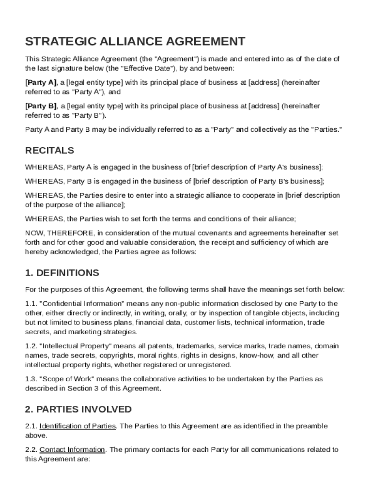 Strategic Alliance Contract Template: Fill out & sign online | DocHub