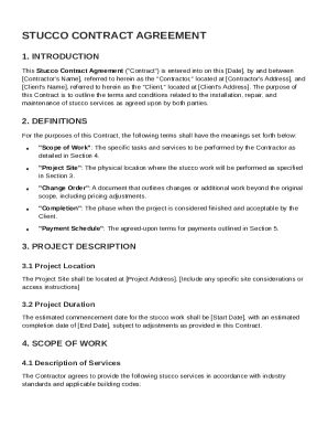Stucco Contract Template Form - Fill Online, Printable, Fillable, Blank ...