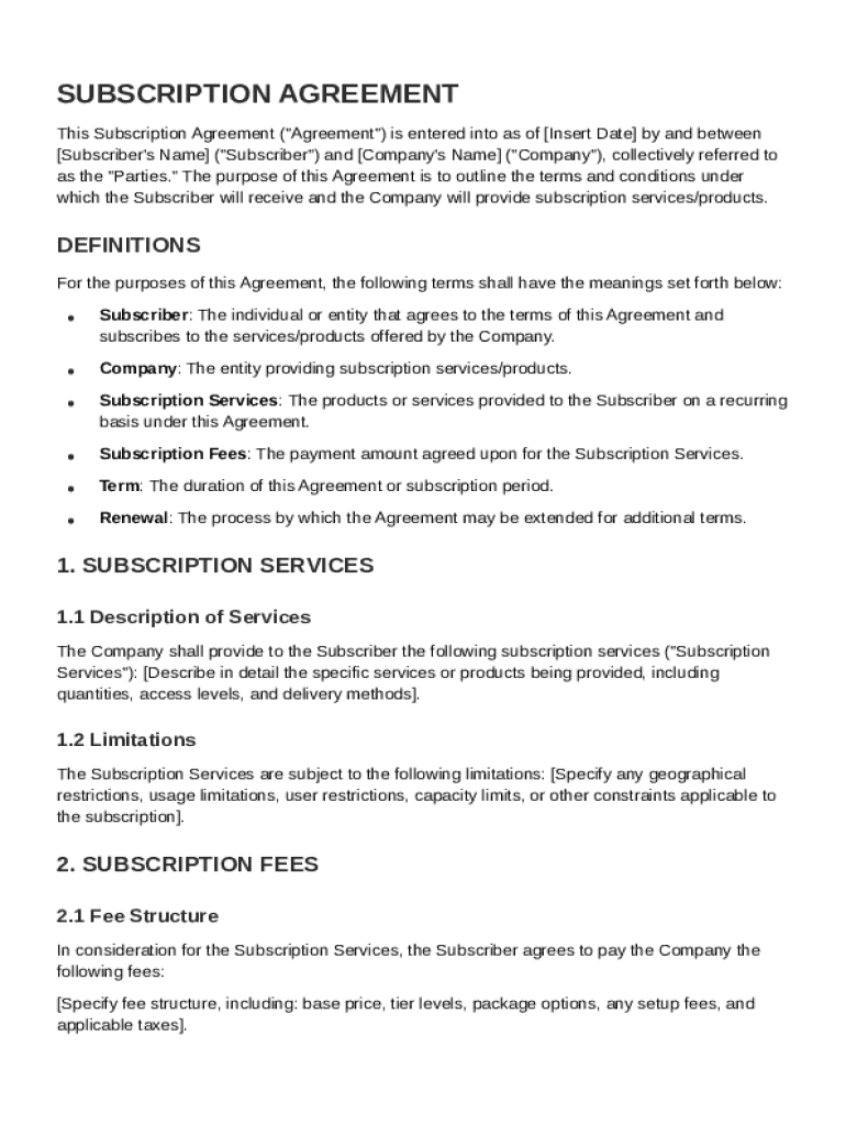 Subscription Subscription Contract Template: Fill out & sign online ...