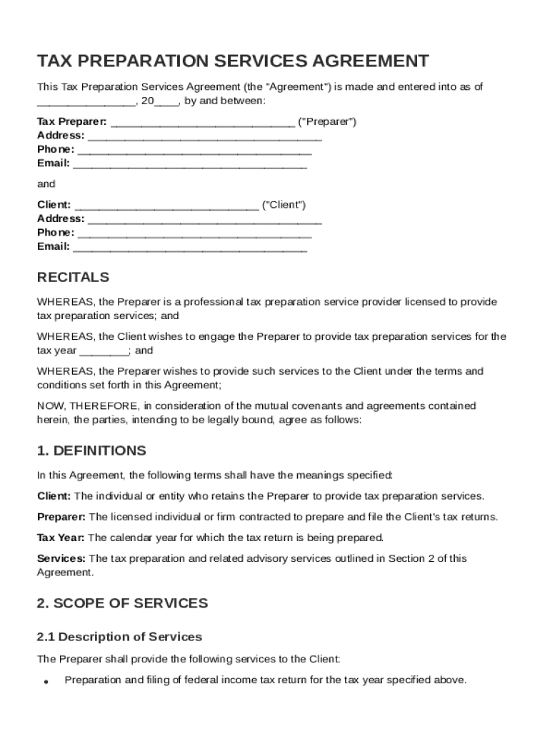 Tax Preparation Contract Template: Fill out & sign online | DocHub