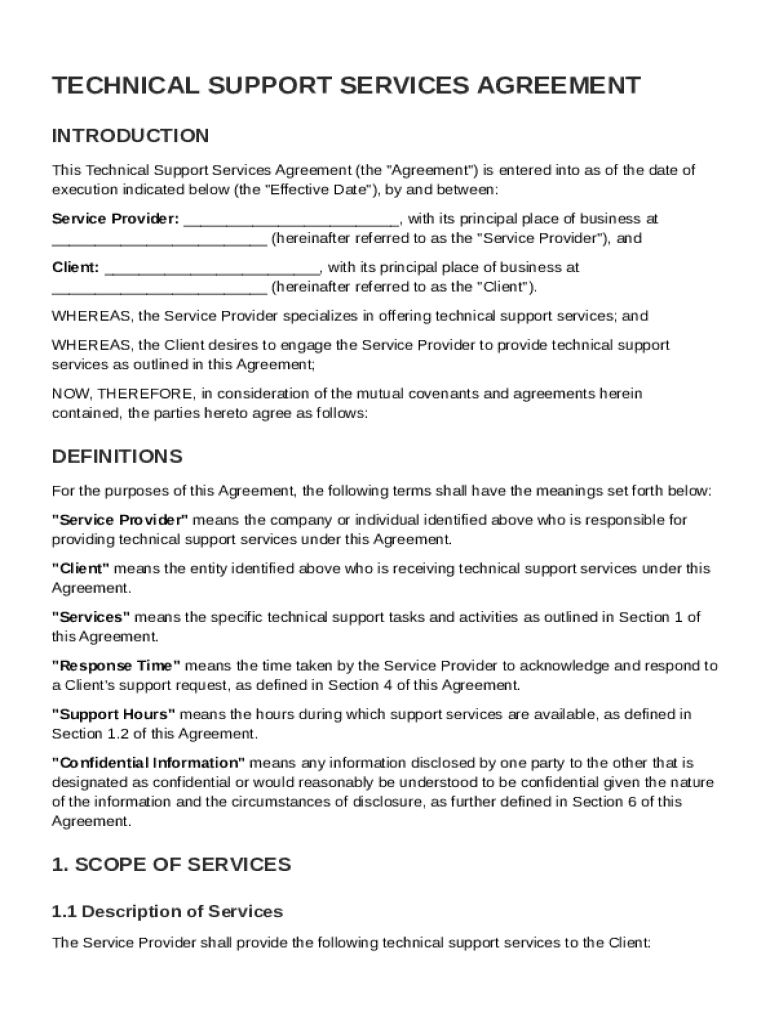 Technical Support Contract Template: Fill out & sign online | DocHub