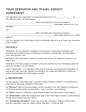 Tour Operator And Travel Agency Contract Form - Fill Online, Printable ...