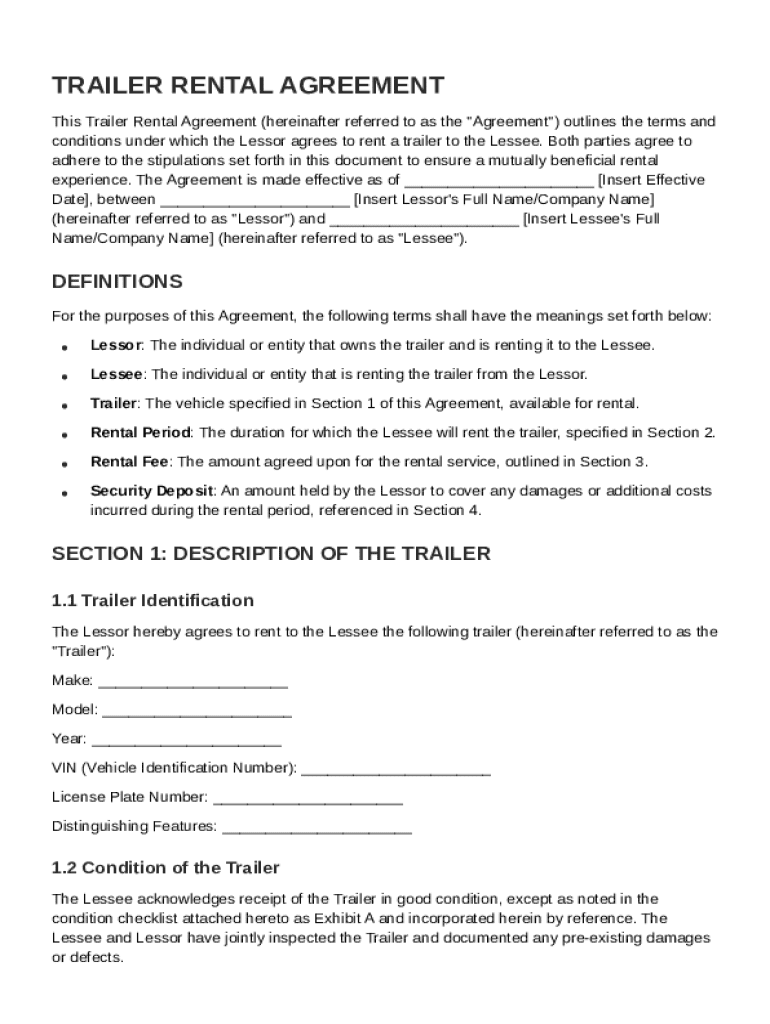 Trailer Rental Contract Template: Fill out & sign online | DocHub