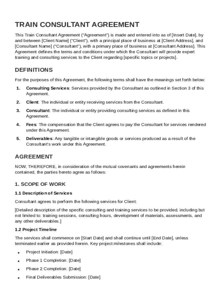 Train Consultant Contract Template: Fill out & sign online | DocHub