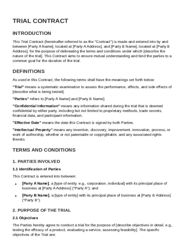 Trial Contract Template: Fill out & sign online | DocHub