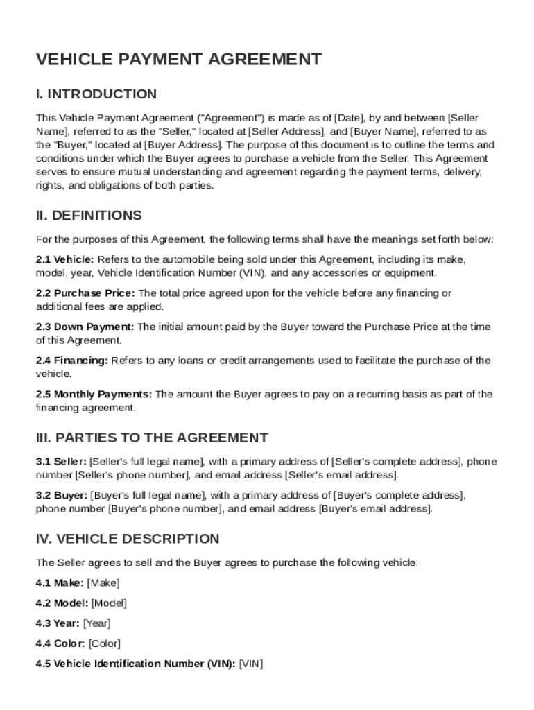 Vehicle Payment Contract Template: Fill out & sign online | DocHub