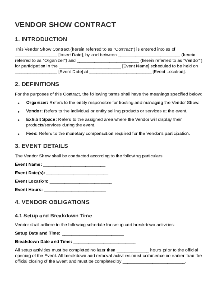 Vendor Show Contract Template: Fill out & sign online | DocHub