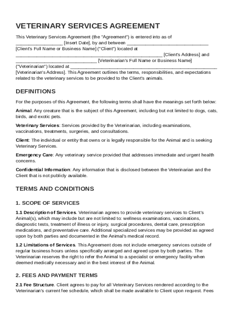 Veterinary Contract Template: Fill out & sign online | DocHub