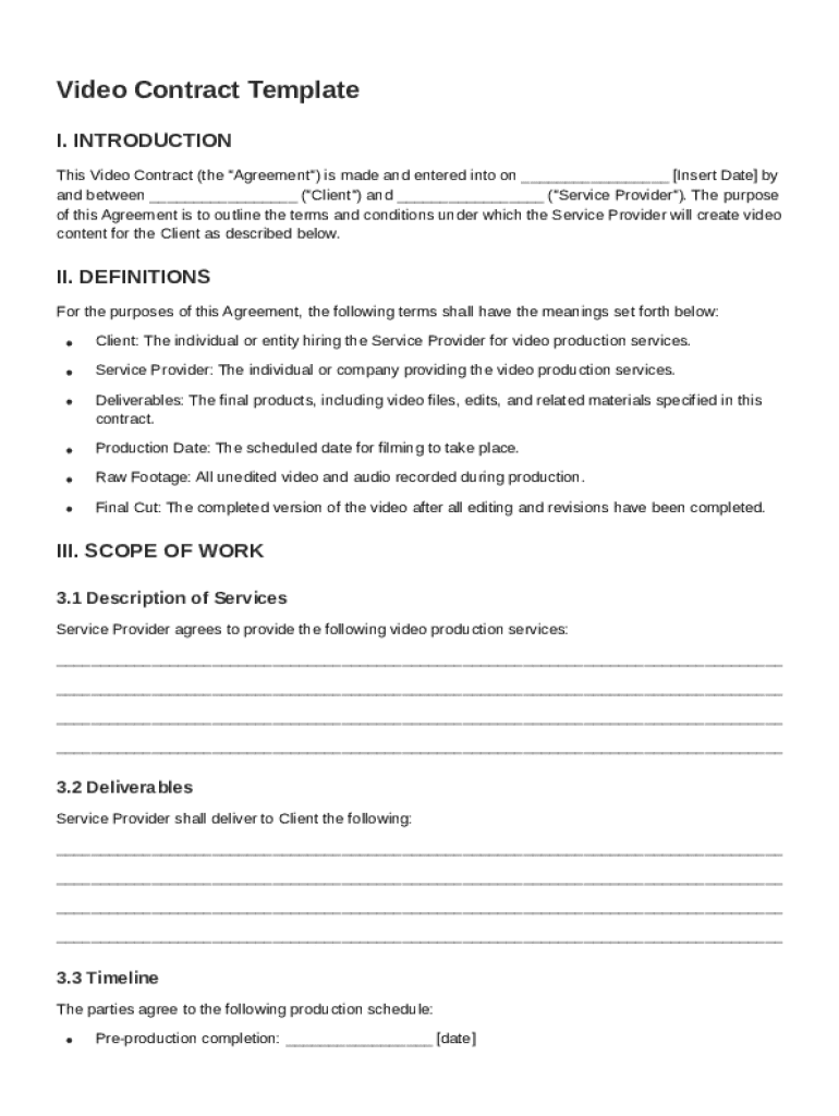 Video Contract Template: Fill out & sign online | DocHub