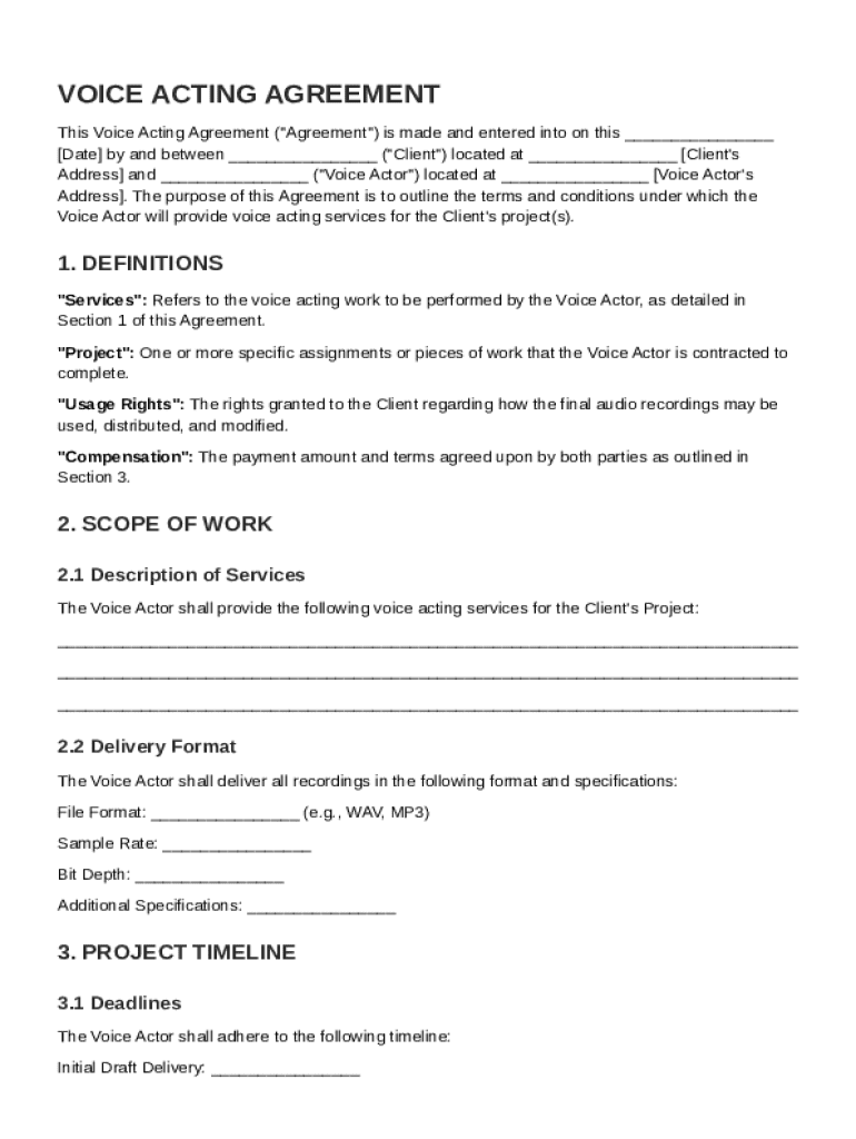Voice Act Contract Template: Fill out & sign online | DocHub