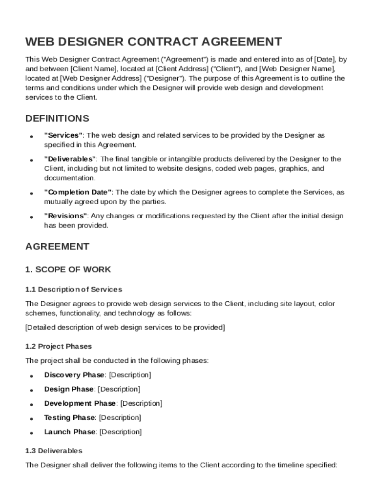Web Designer Contract Template: Fill out & sign online | DocHub