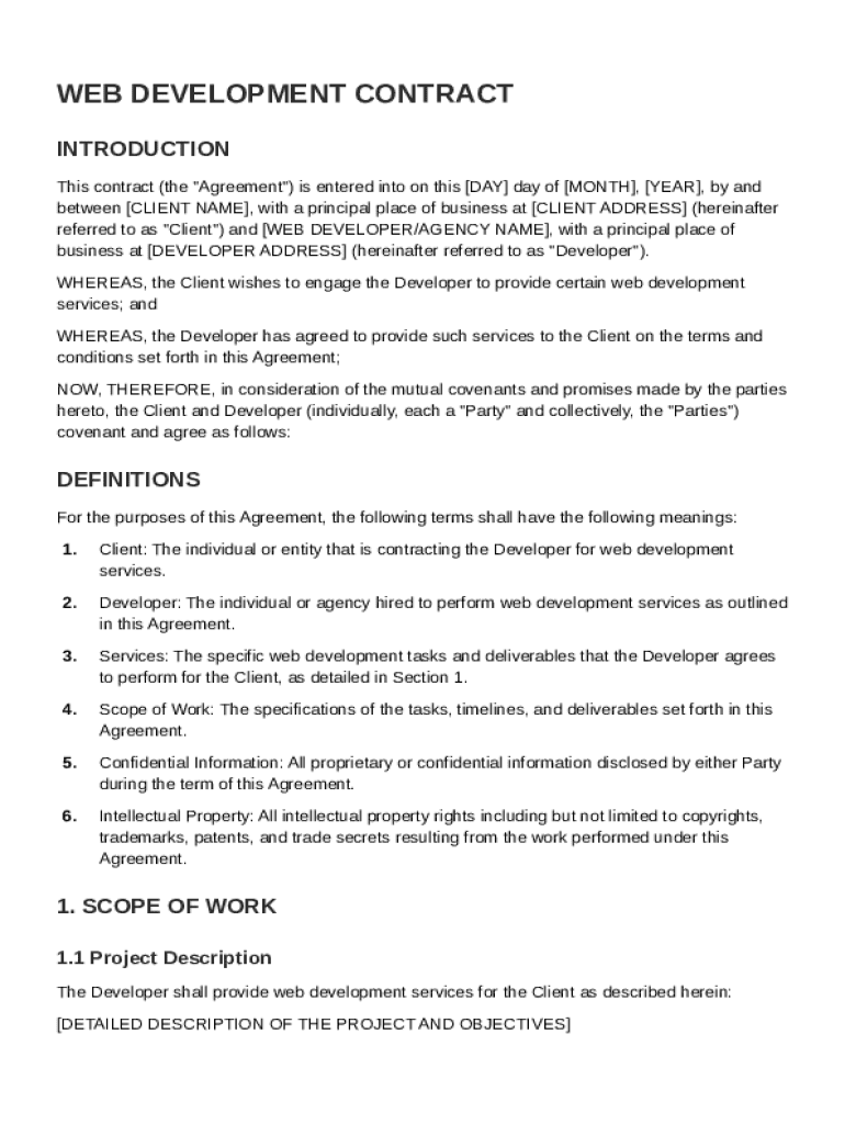 Web Development Contract Template Form - Fill Online, Printable ...