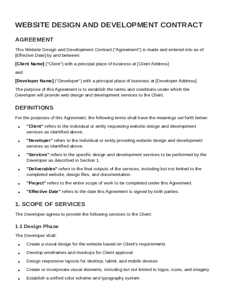 Website Design And Development Contract Template: Fill out & sign ...