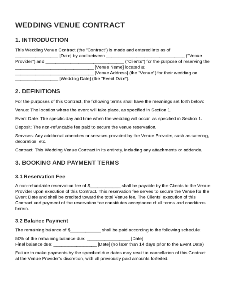 Wedding Venue Contract Template: Fill out & sign online | DocHub