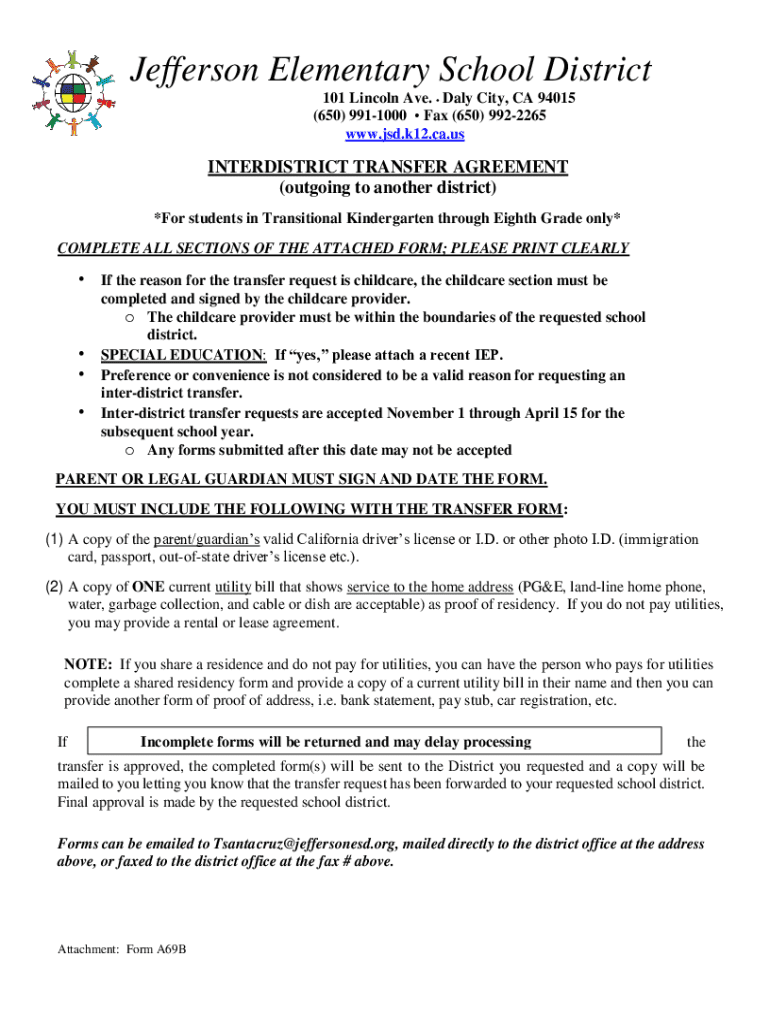 Fillable Online Interdistrict Transfer Agreement Fax Email Print ...