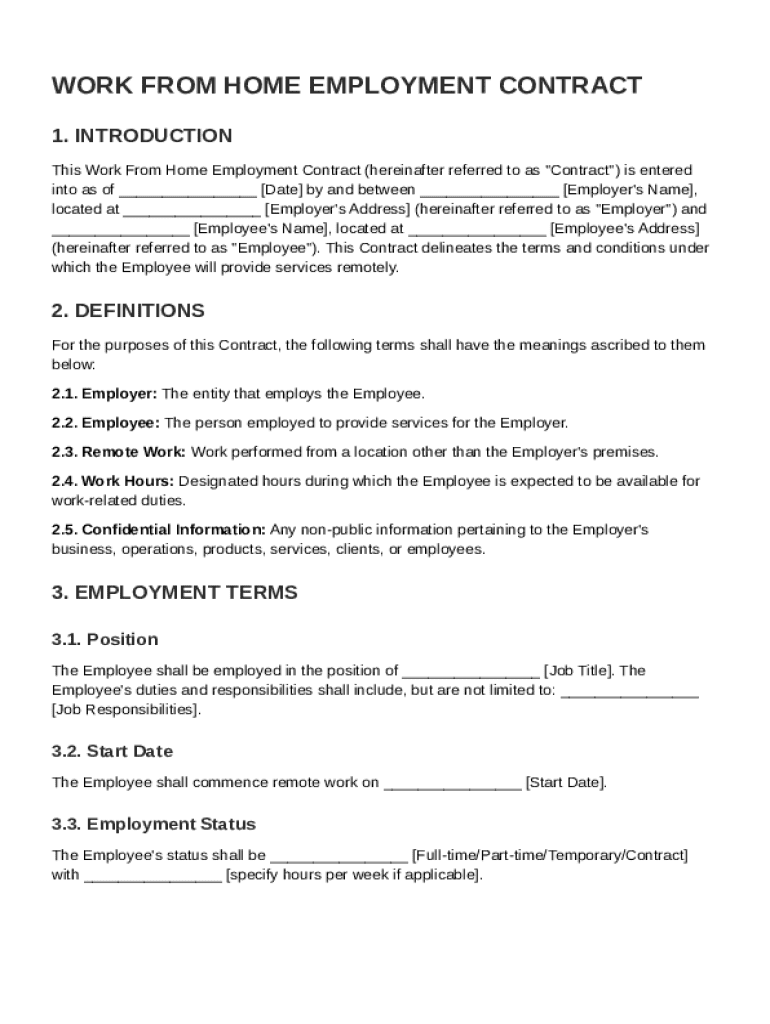Work From Home Employment Contract Template: Fill out & sign online ...