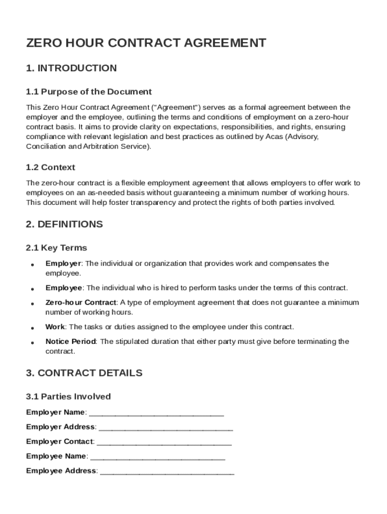 Zero Hour Acas Contract Template: Fill out & sign online | DocHub