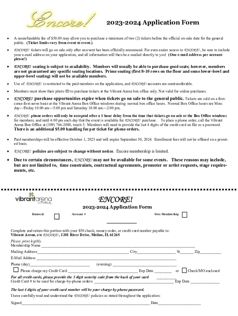 Fillable Online 2023-2024 Encore! Membership Application Fax Email Print - pdfFiller