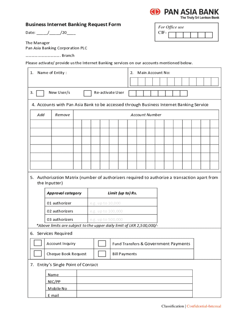 Fillable Online Business Internet Banking Request Form Fax Email Print ...