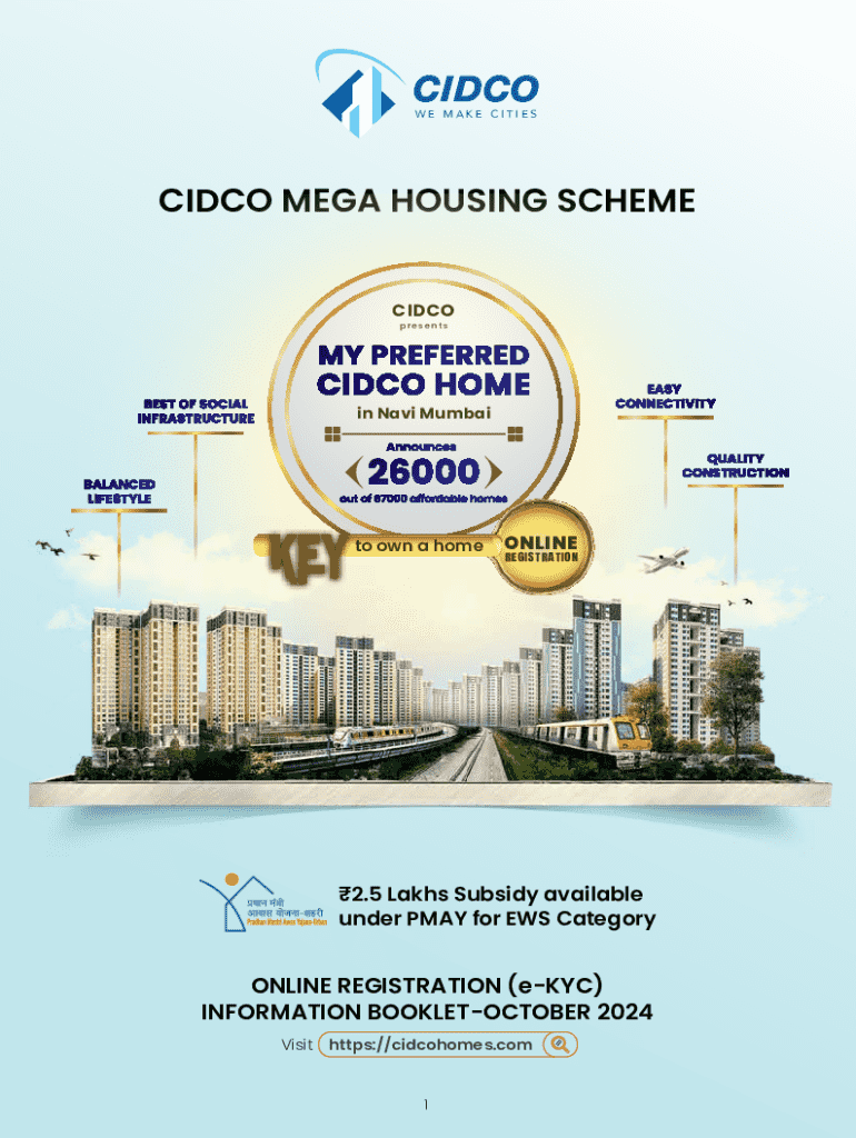 Fillable Online Cidco Mega Housing Scheme - October 2024 Fax Email ...