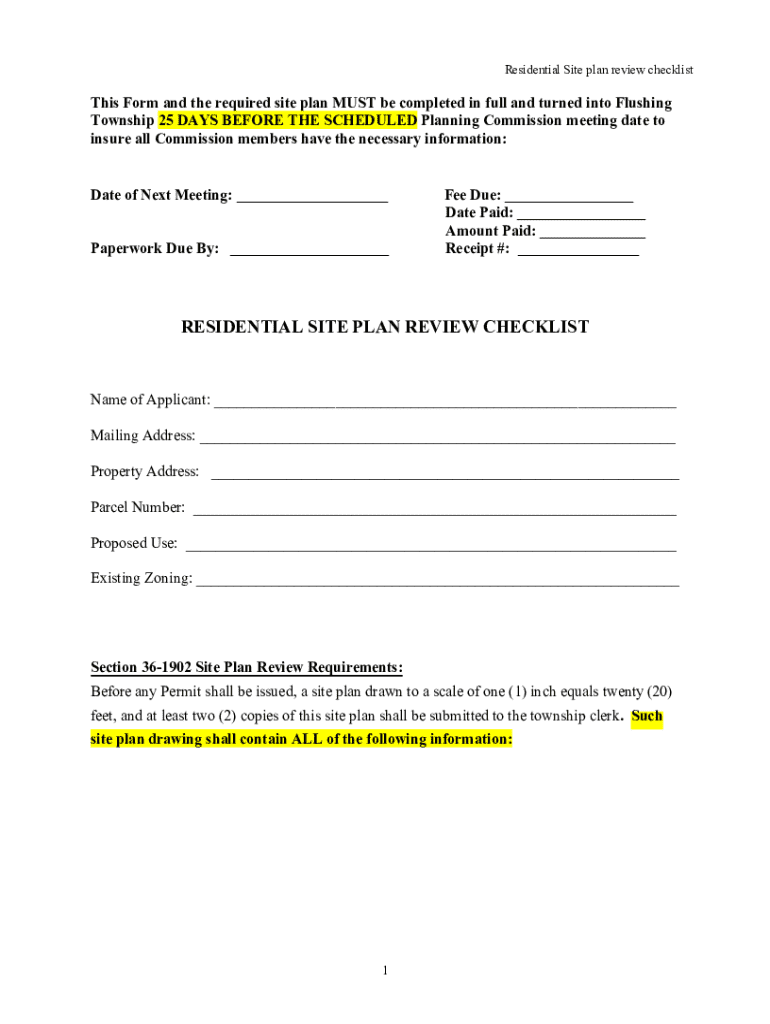 Fillable Online Residential Site Plan Review Checklist Fax Email Print ...