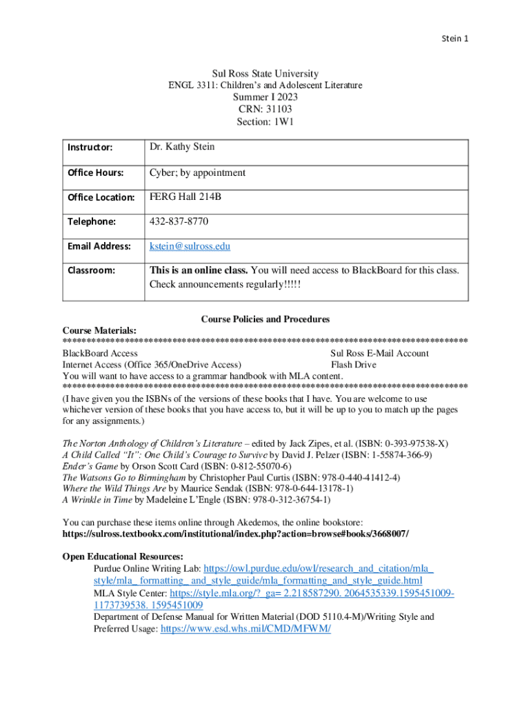 Fillable Online Course Syllabus Fax Email Print - pdfFiller